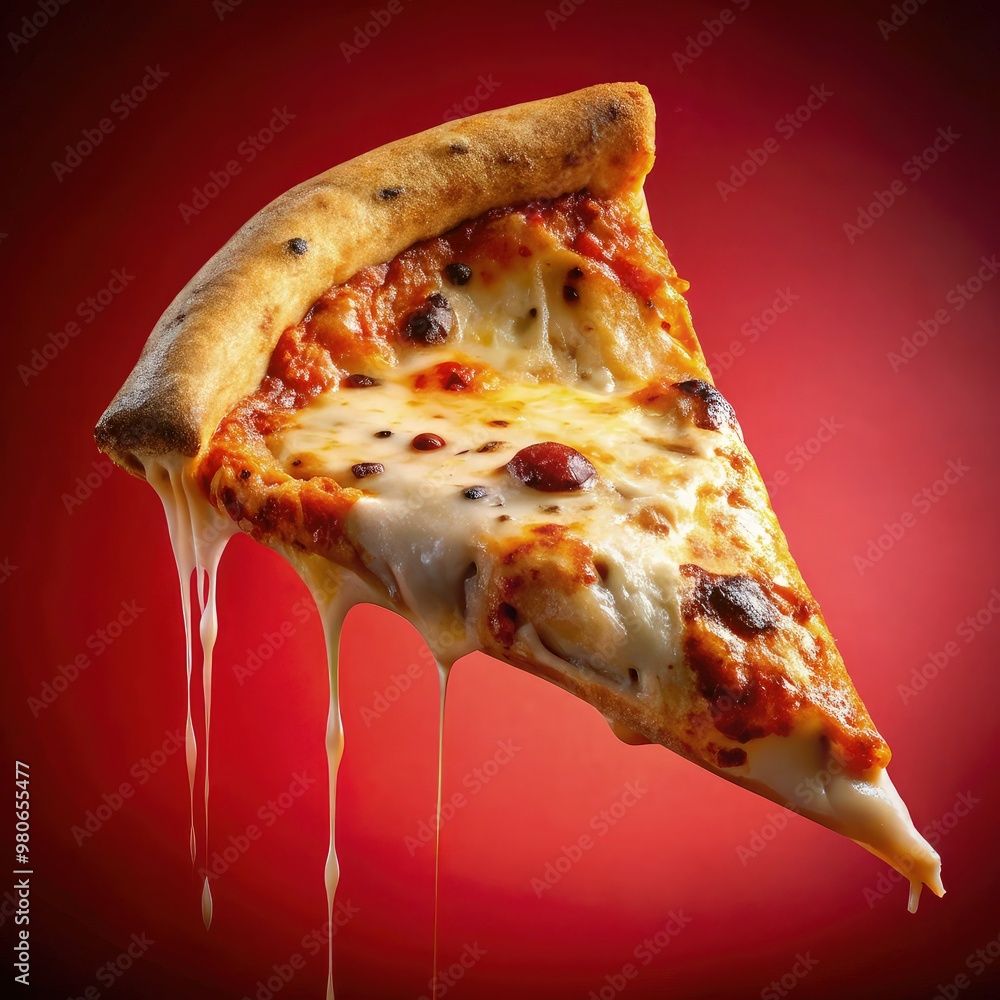 Ultra-realistic close-up photo of a slice of Neapolitan pizza with ...