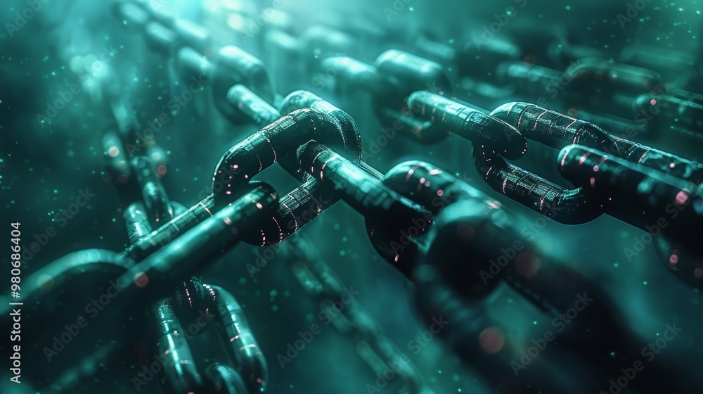 Blockchain theme background with a digital chain of blocks and secure ...