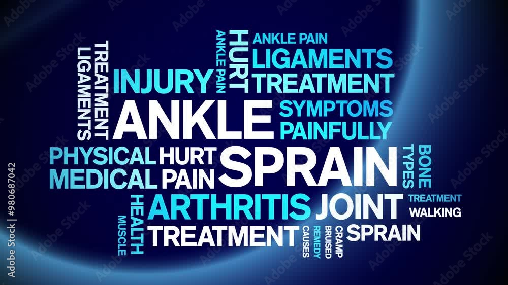 Ankle Sprain animated word cloud;text design animation tag kinetic ...
