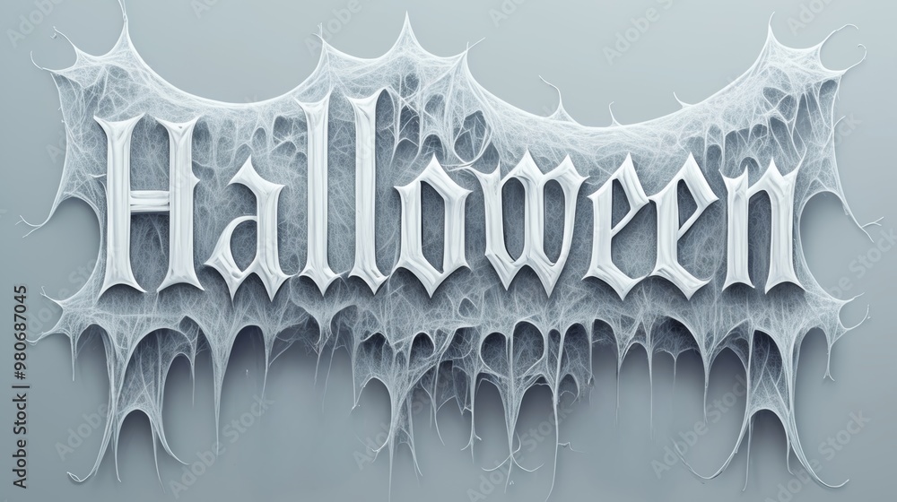 Halloween Word Art with Delicate Cobwebs in Bold Letters Eerie Spooky ...