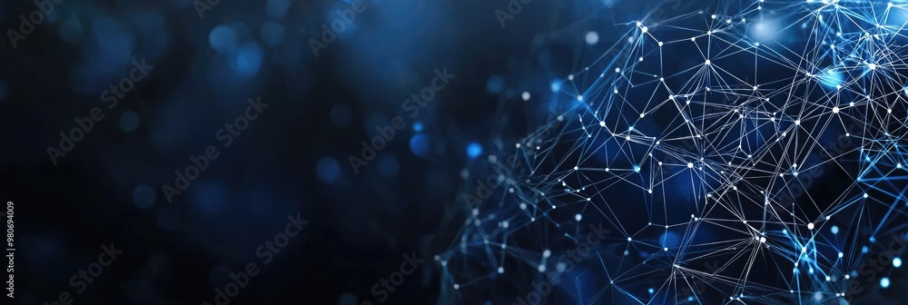 Futuristic Digital Network Visualization With Glowing Nodes And Lines Representing Data