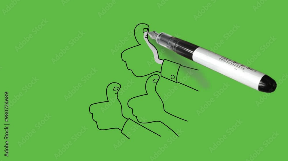 draw group of three human hands make sign of liking i.e thumbs up with ...