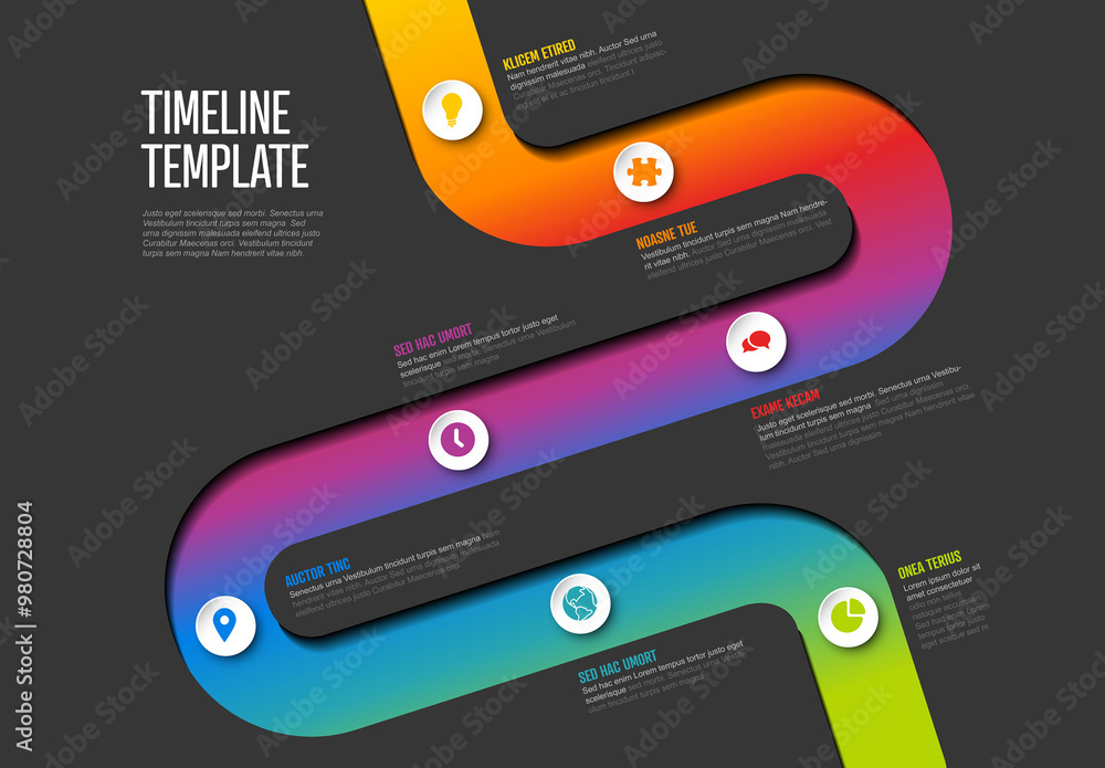 Thick line Infogrpahic timeline diagram template with buttons icons and ...