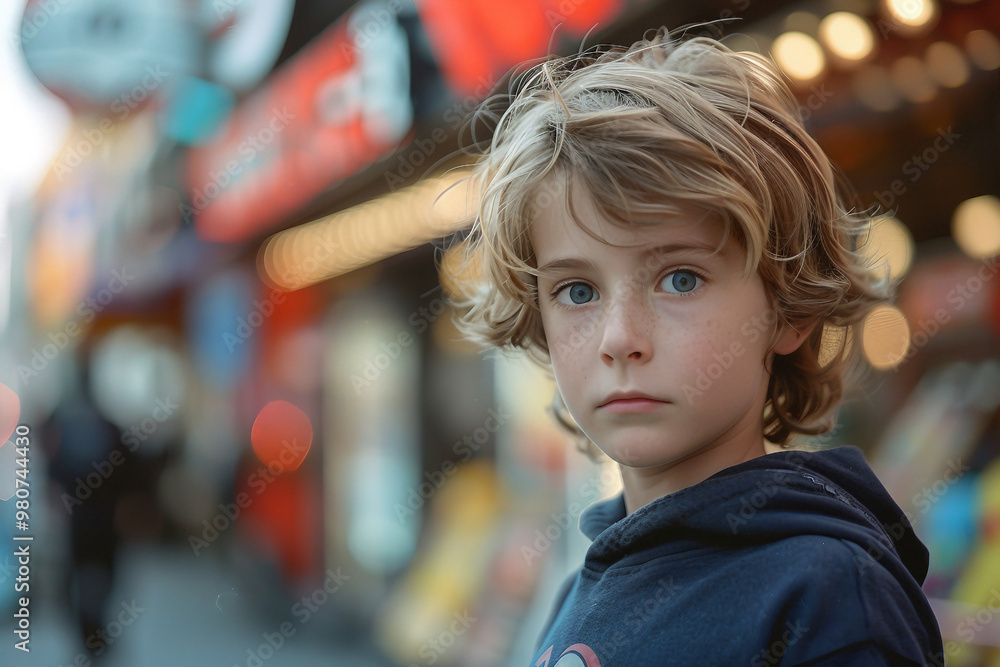 Generative AI picture of a charming cute boy getting to know the world ...