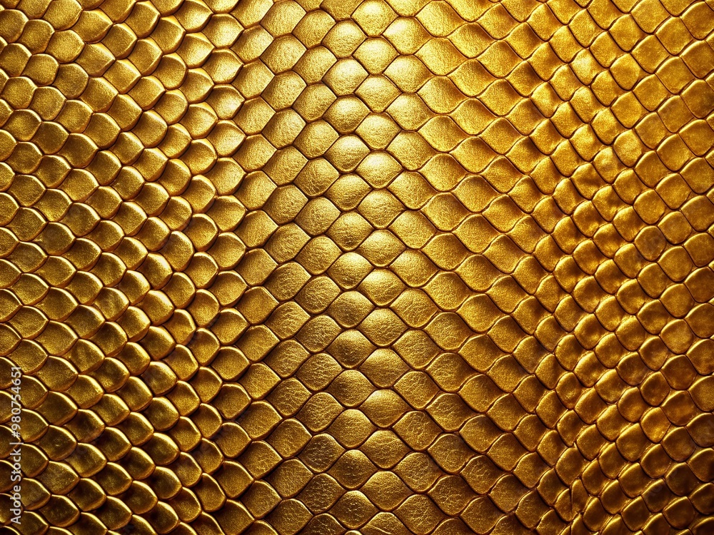 Luxurious gold snakeskin patterned leather texture with intricate ...