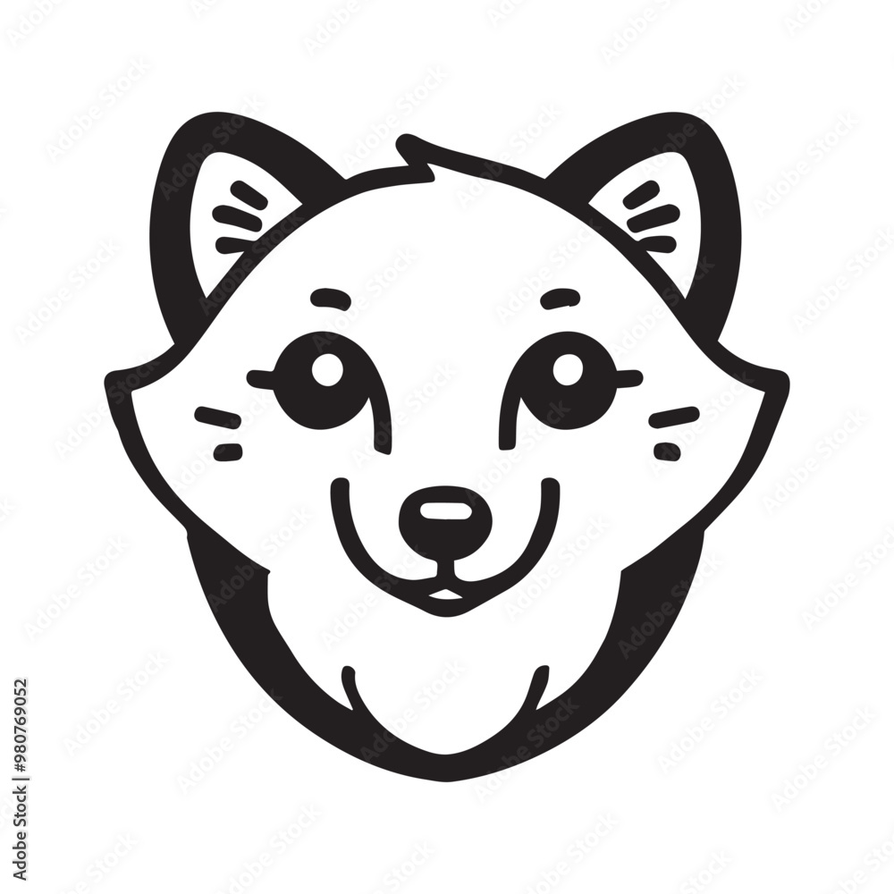 Fox face vector illustration in black and white - Fox Clipart Design ...