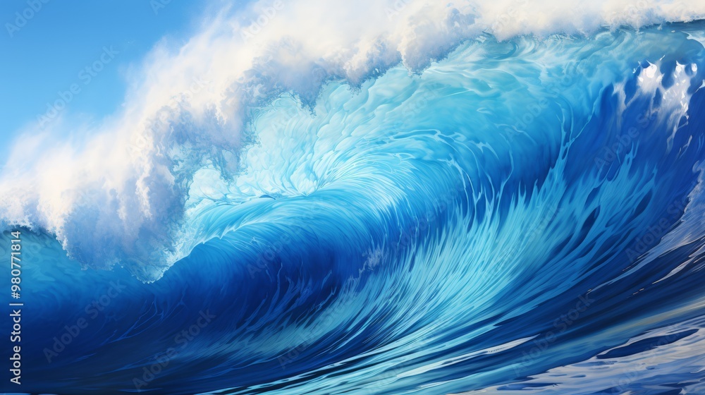 Powerful wave crashes dramatically on the shore, capturing the energy ...