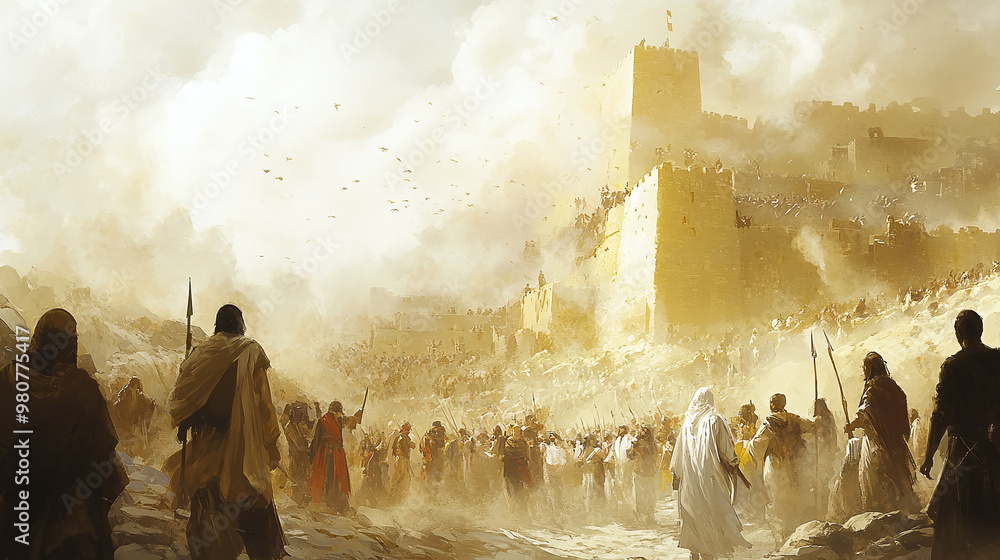 This depicts the biblical story of David's victory over the Jebusites ...