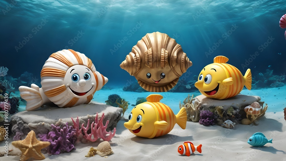 Marine Props add fun marine props like seashell lounges, treasure ...