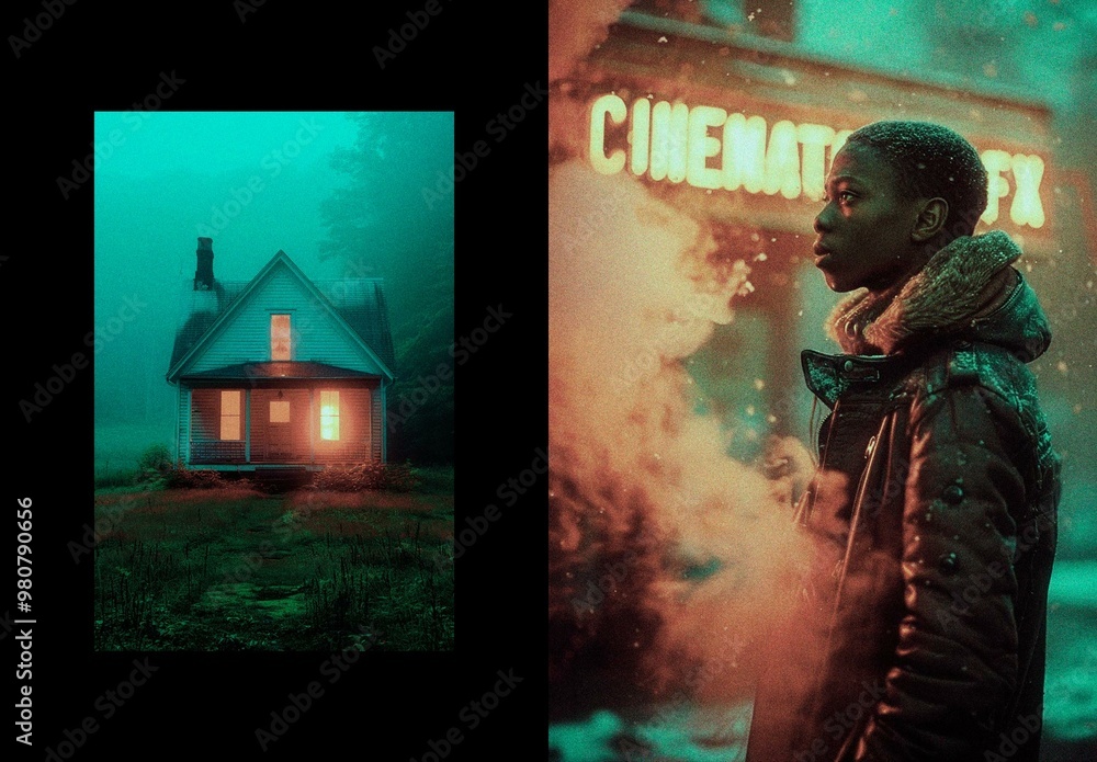 Cinematic FX Poster Photo Effect Mockup Stock Template | Adobe Stock