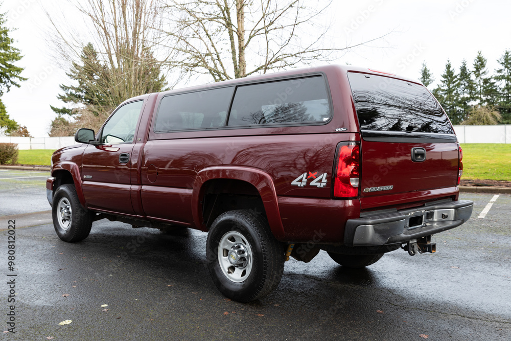 Portland, OR, USA - Jan 28, 2024 - 2006 Burgundy Chevrolet Chevy 3500 ...