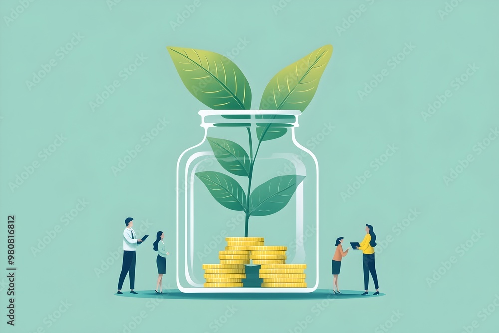 Tiny business people investing into innovation with high potential ...