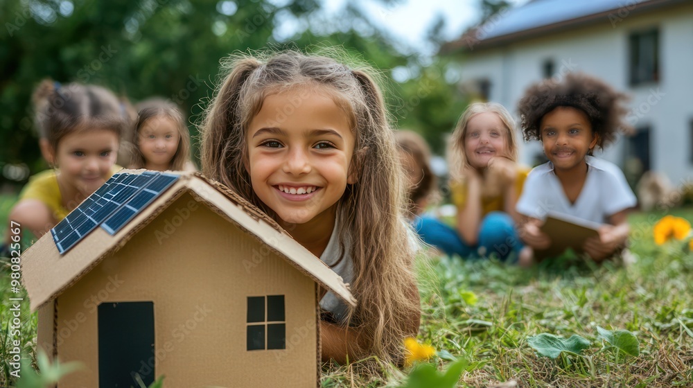Children learning about renewable energy and solar panels during ...