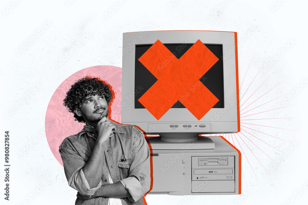 Composite trend artwork sketch collage of young man office manager ...