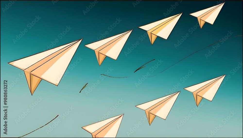 Paper Airplanes: Animate paper airplanes gliding down from a height ...