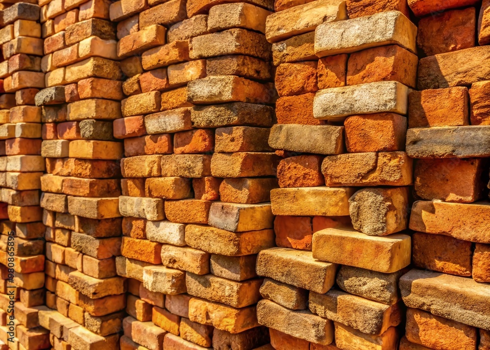 Earthy, sun-baked bricks made from natural clay and earthy minerals ...