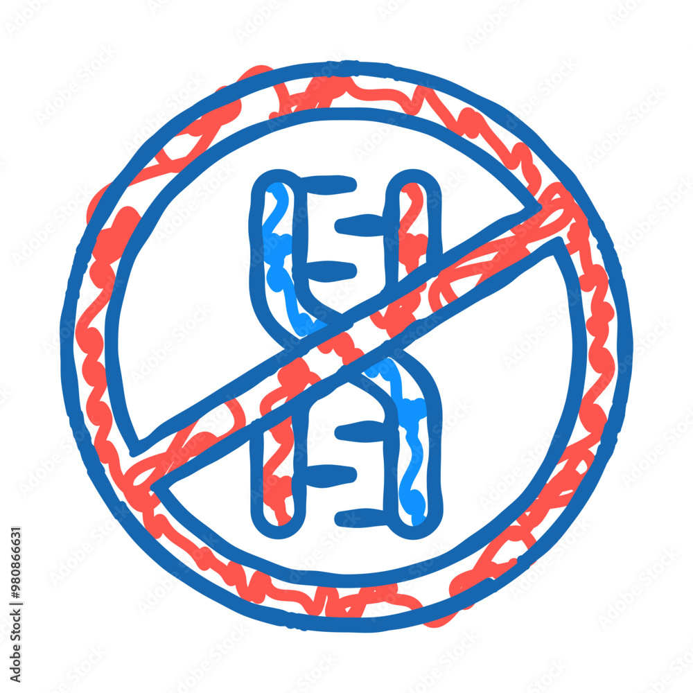 dna crossed out mark doodle icon sketch vector. dna crossed out mark ...