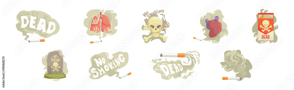 Harmful Habit and Bad Toxic Addiction Object Vector Set Stock Vector ...