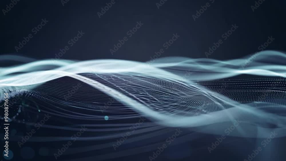 In modern technology graphic design, neon blue lines serve to depict ...