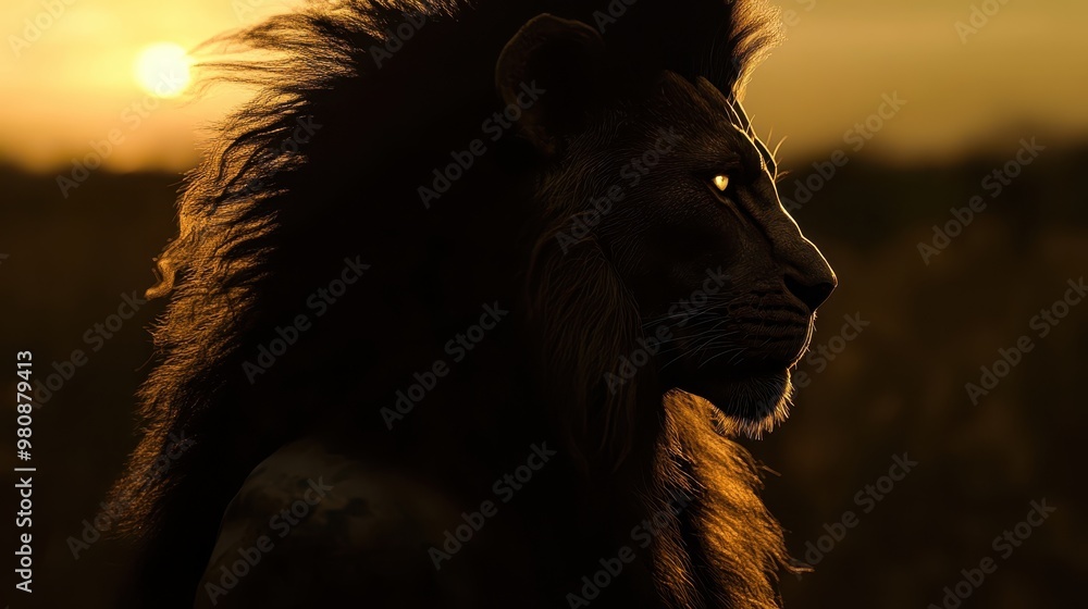A human figure half-transformed into a lion, with shadowy fur ...
