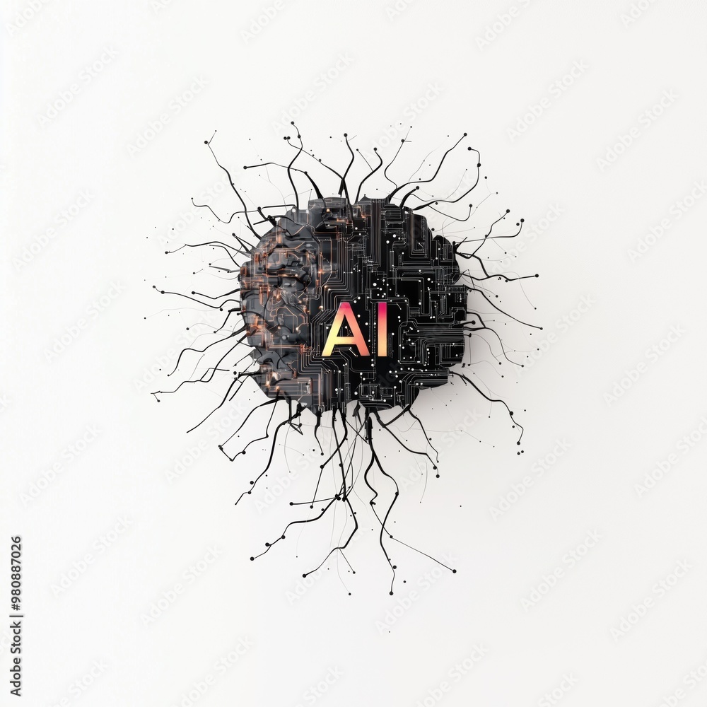 AI Computer Chip Logo Design - Digital Art with Intricate Wires and ...