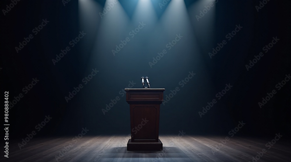 Presidential Podium with Empty Stage, An empty presidential podium on ...