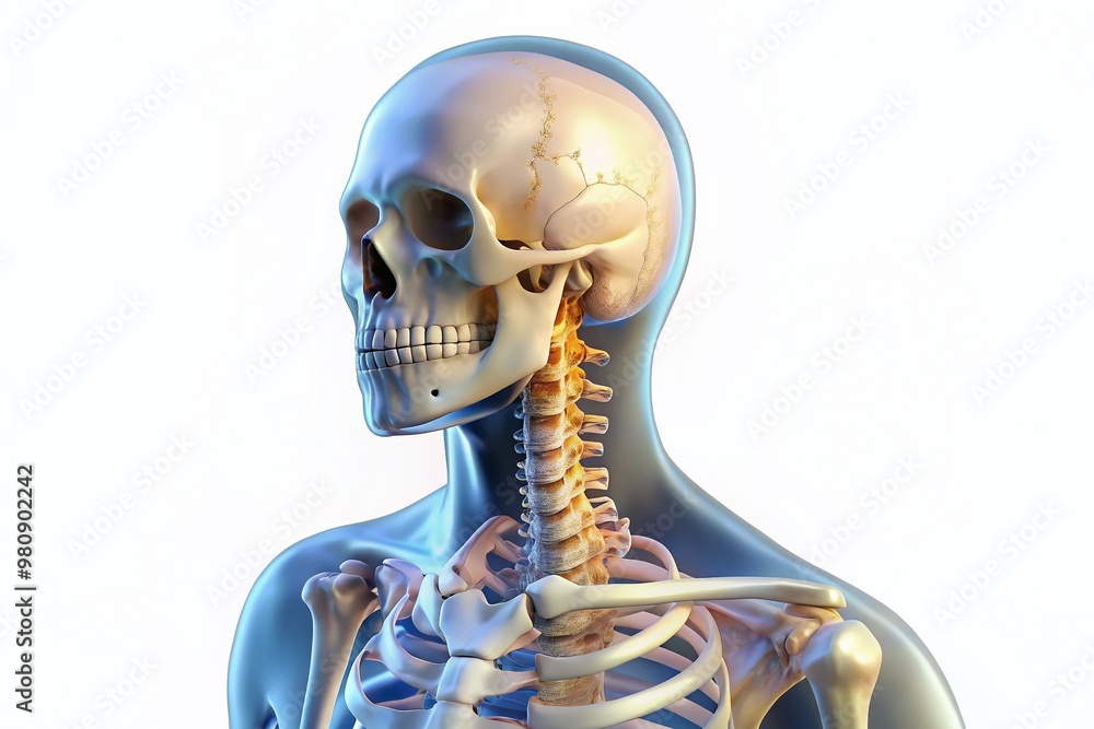 Illuminated 3D illustration of the human humerus bone, precisely ...