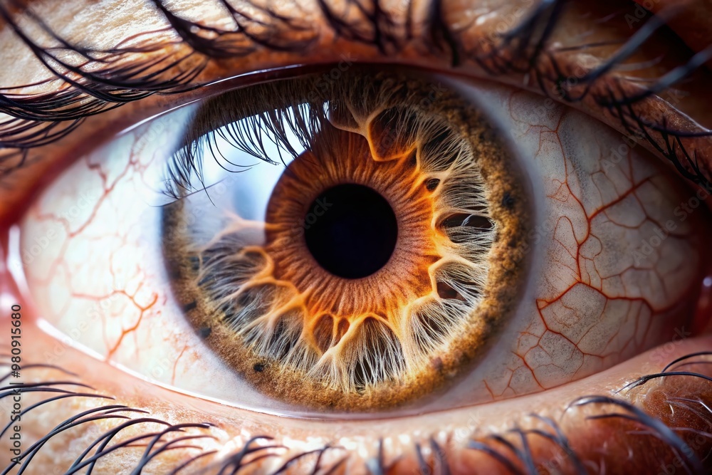 Macro view of human eye's corneal limbus, showcasing delicate border ...