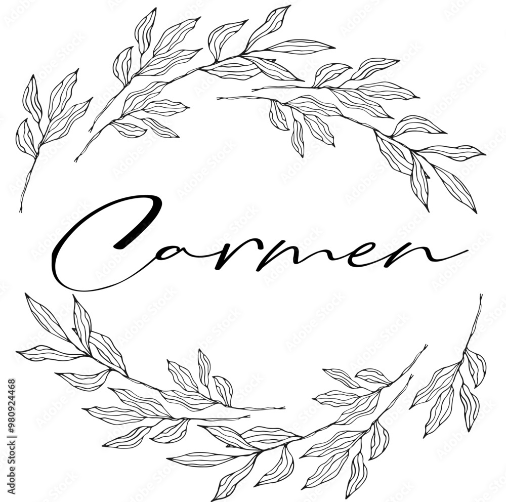 carmen - black color - written name enclosed in a circle wreath of ...