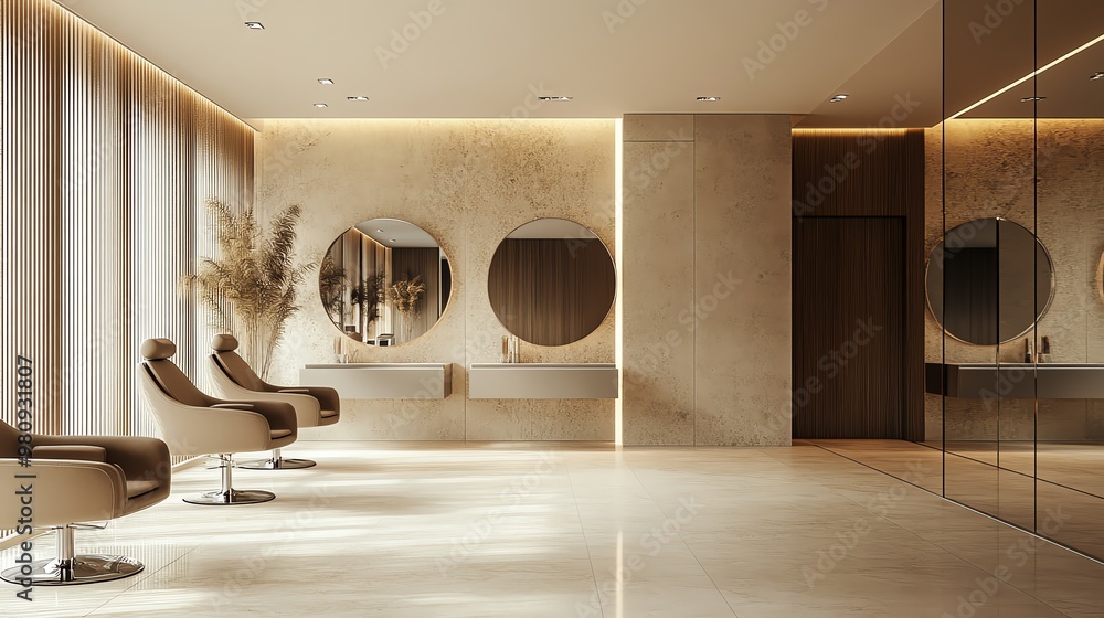 Multipanel large mirrors provide clients with multiple viewing angles ...