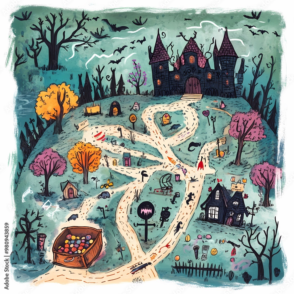 Spooky Adventure Map: Haunted Treasure Hunt for Kids with Enchanted ...