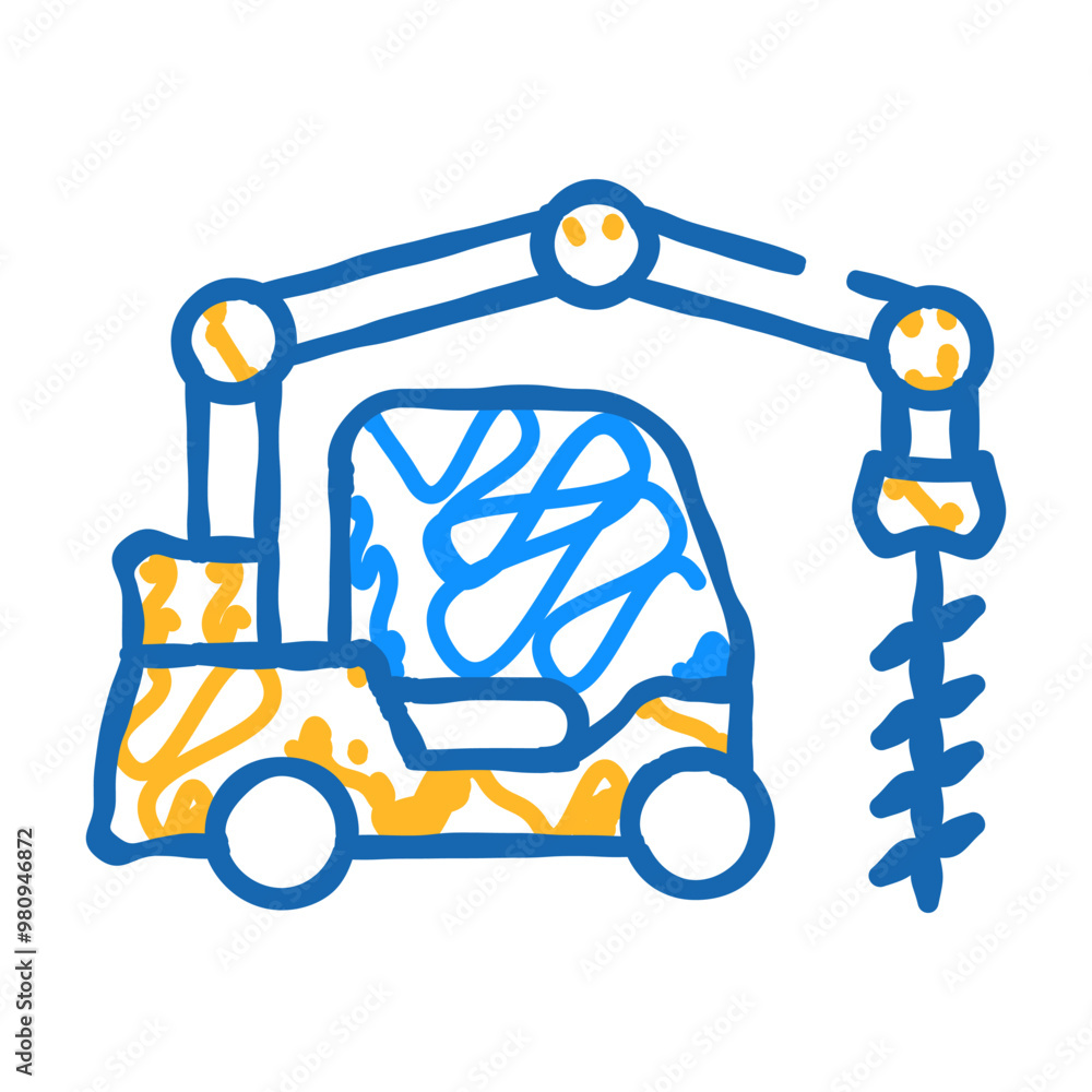 crane-boring machine doodle icon sketch vector. crane-boring machine ...
