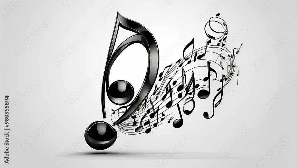 Elegant single musical note with sharp details, isolated on a ...