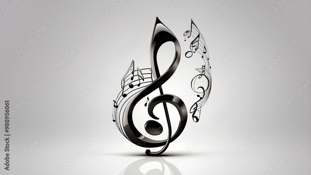 Elegant single musical note with sharp details, isolated on a ...