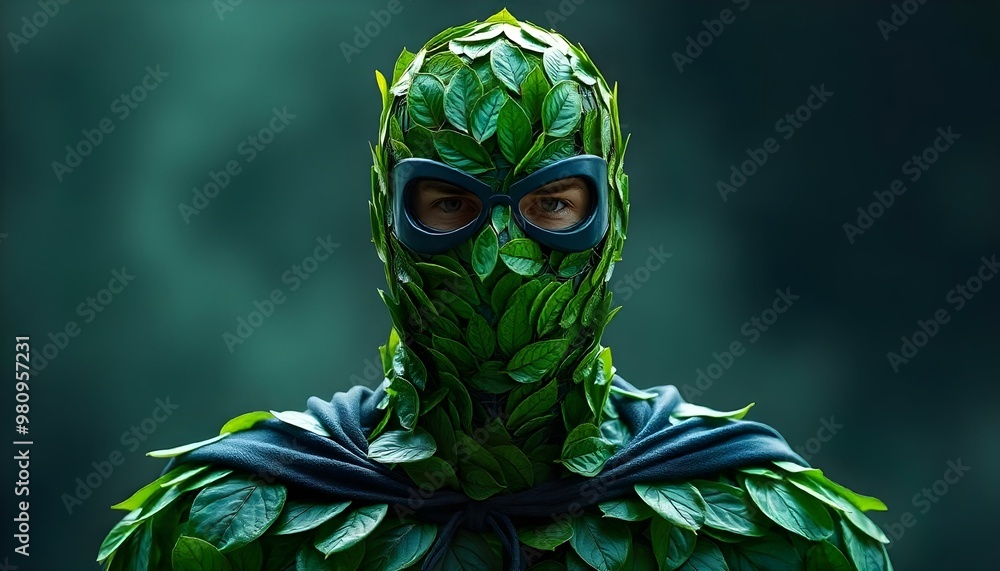 Green leaves superhero for low carbon emissions, ecology and ...