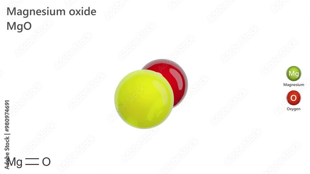 The 3D model of molecule Magnesium oxide. MgO has the appearance of a ...