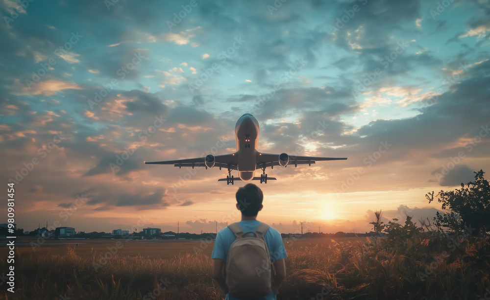 A cinematic moment of a man standing alone in a field, witnessing an ...