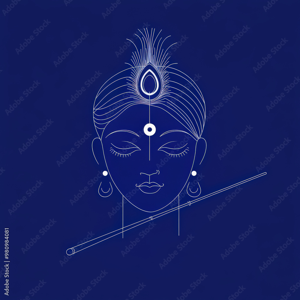 Lord Krishna icon with glowing dot, featuring serene expression and ...