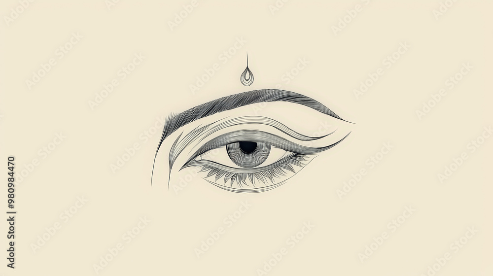 Subtle depiction of Krishnas eye with small tila, showcasing intricate ...