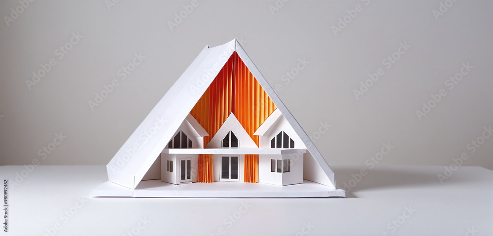 Illustrative representation of a miniture model of a house or building ...