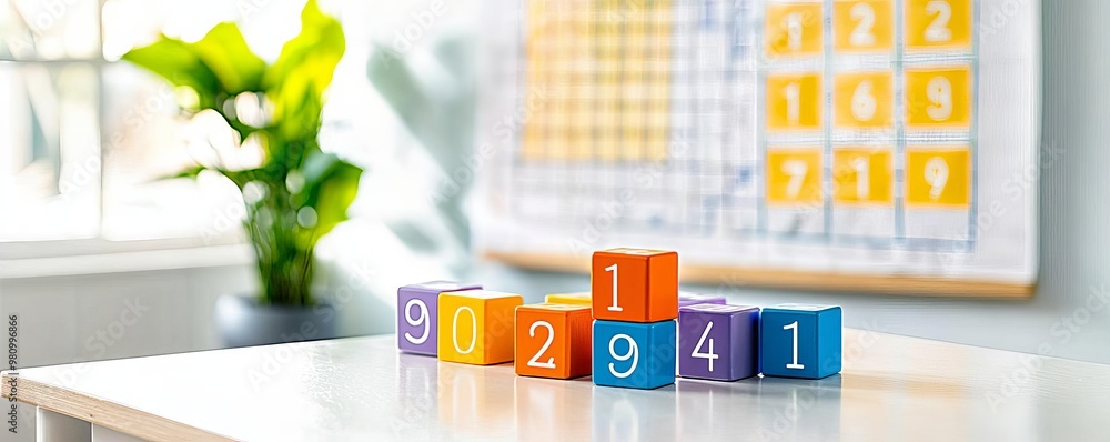 Learning Numbers in Early Education represented by colorful number ...