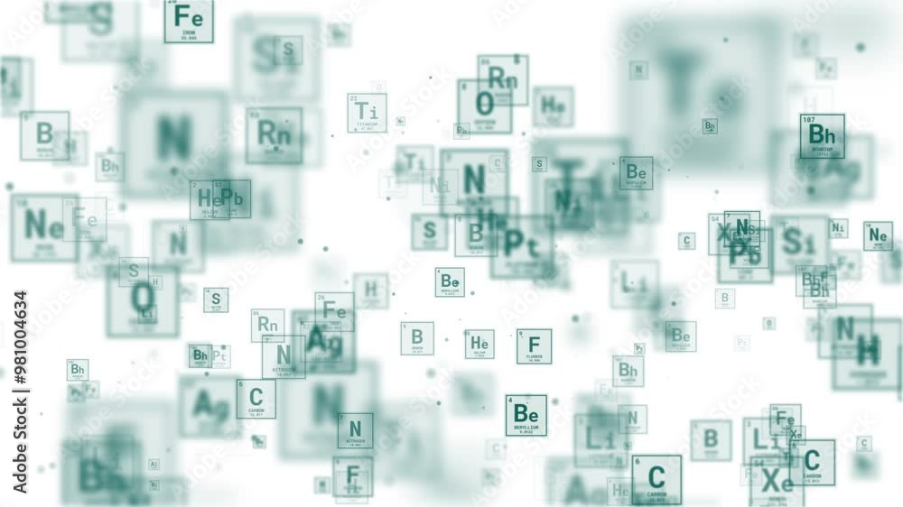 Animated of a random periodic table formula chemical elements on white ...