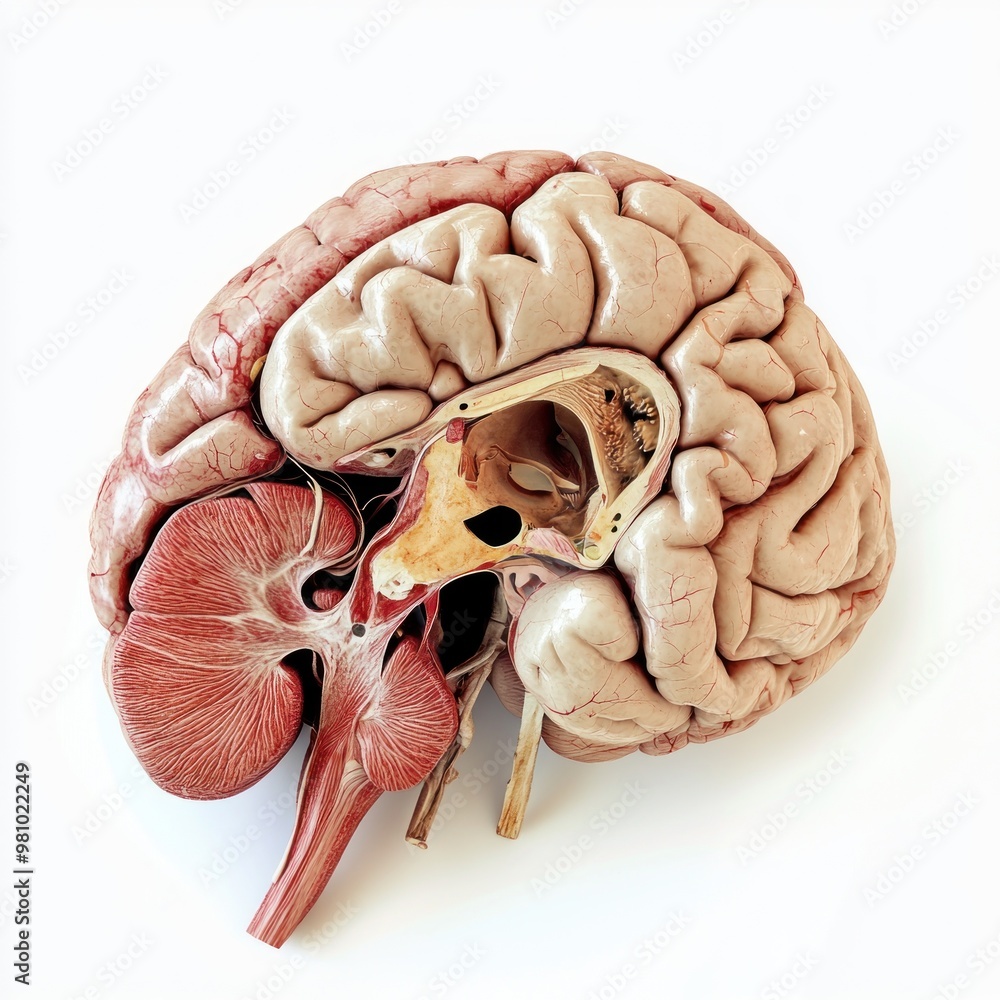 Human Brain Anatomy: A Detailed Cross-Section View Stock Illustration ...