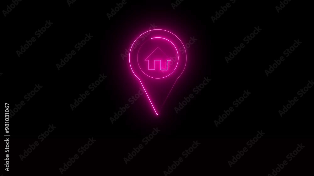 home location icon animation. neon map.Location map pin pointer on GPS ...
