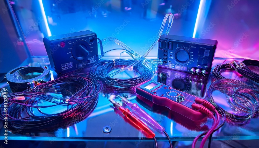 Sleek, modern electrician tools—wire strippers, voltage testers, and ...