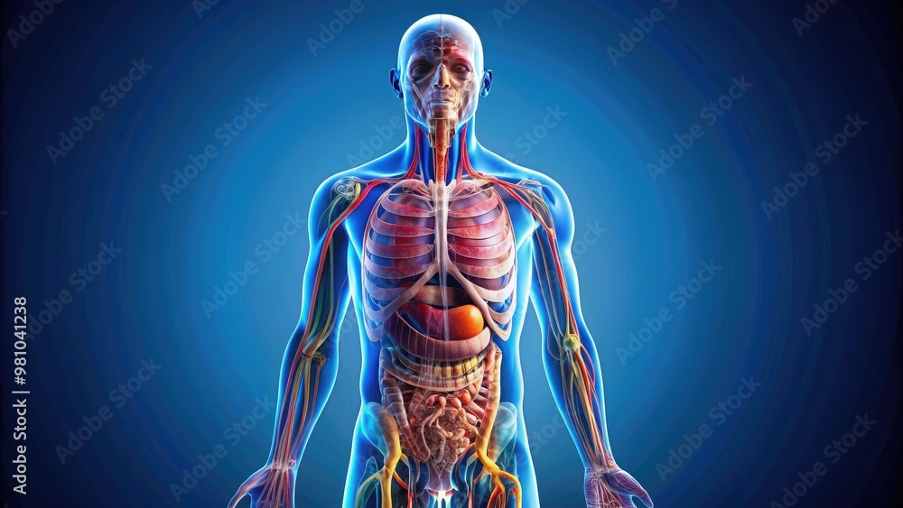 Anatomy showing the human body internal organs and systems, biology ...