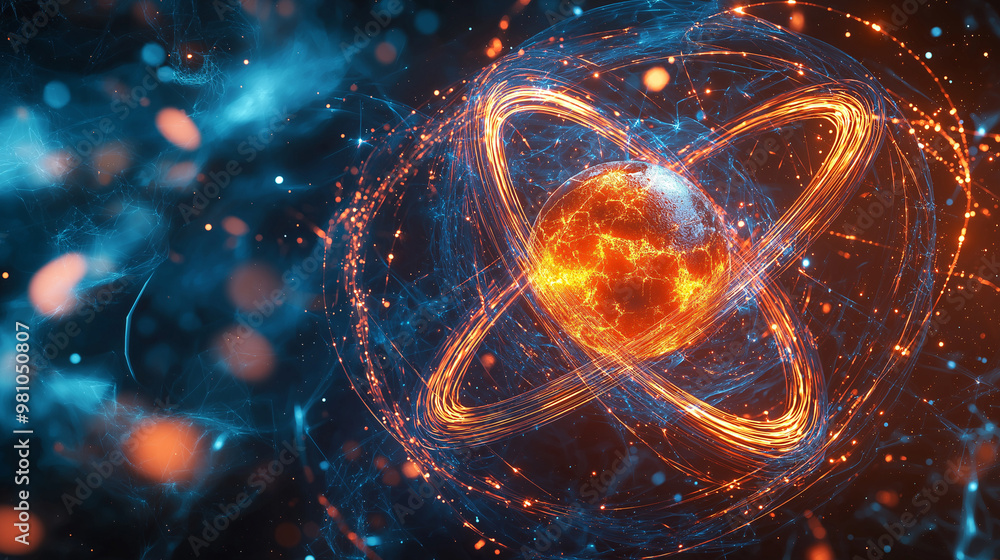 Control rods managing energy in a nuclear fission process, visualizing ...