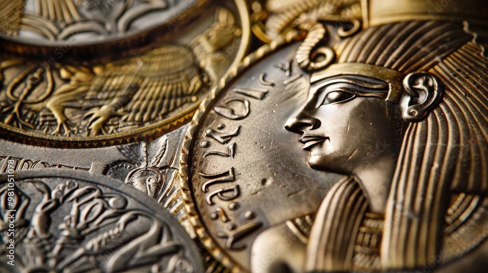 artistry of ancient Egyptian currency, featuring elaborate symbols and ...