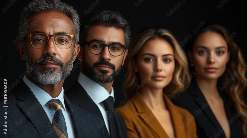 Confident Business Team: A diverse group of professionals exudes ...