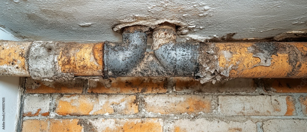 Mold-infested ductwork exposed during AC system inspection Stock ...